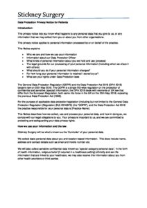 GP GDPR Privacy Notice – Stickney Surgery
