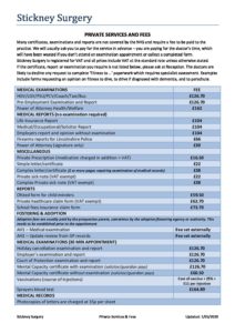 Private services and fees – Stickney Surgery